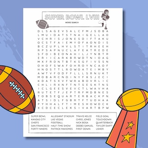 SUPER BOWL LVIII 2024 Word Search Puzzle Football Sport Puzzle for All ...