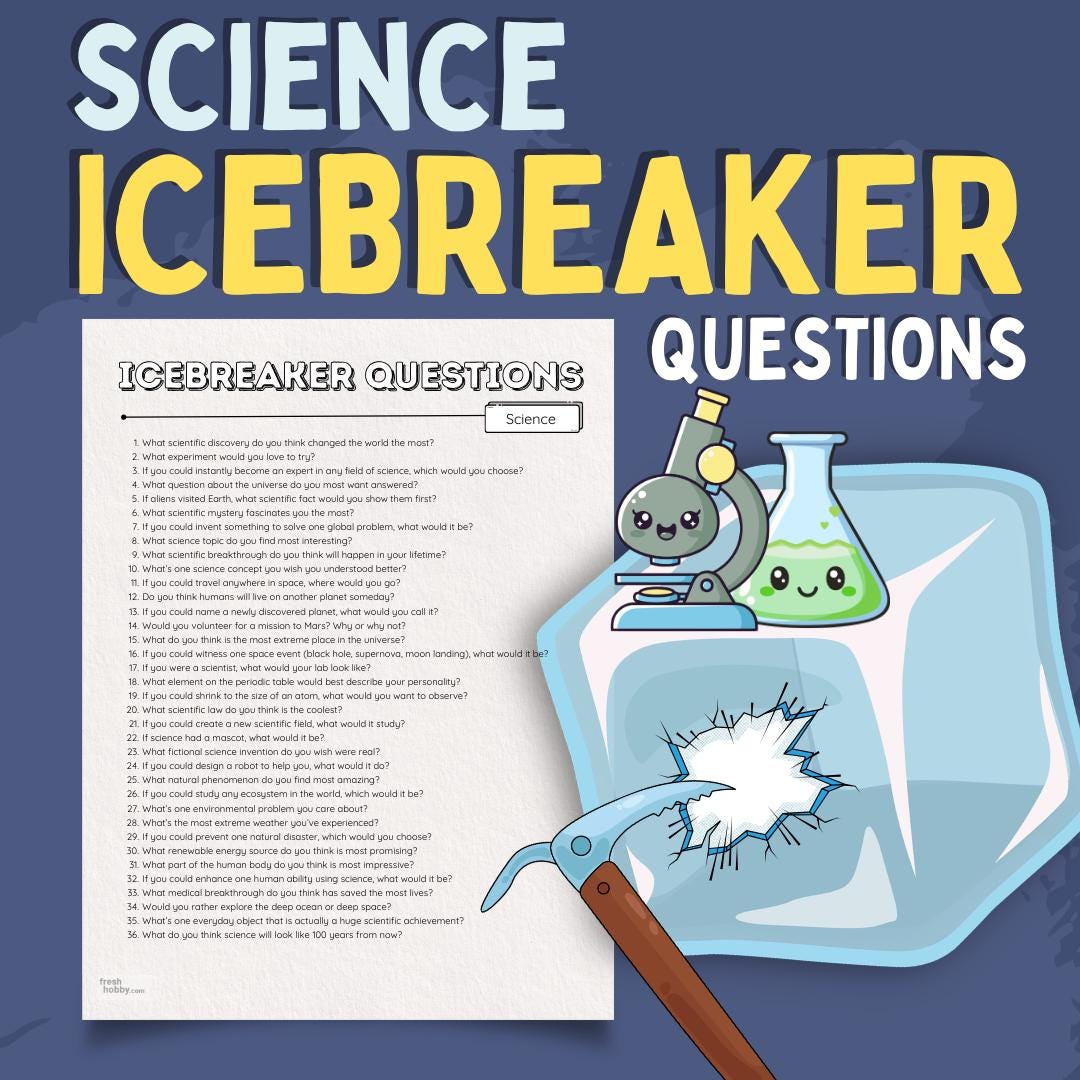 Science Icebreaker Questions – Printable Conversation Starters (digital ...