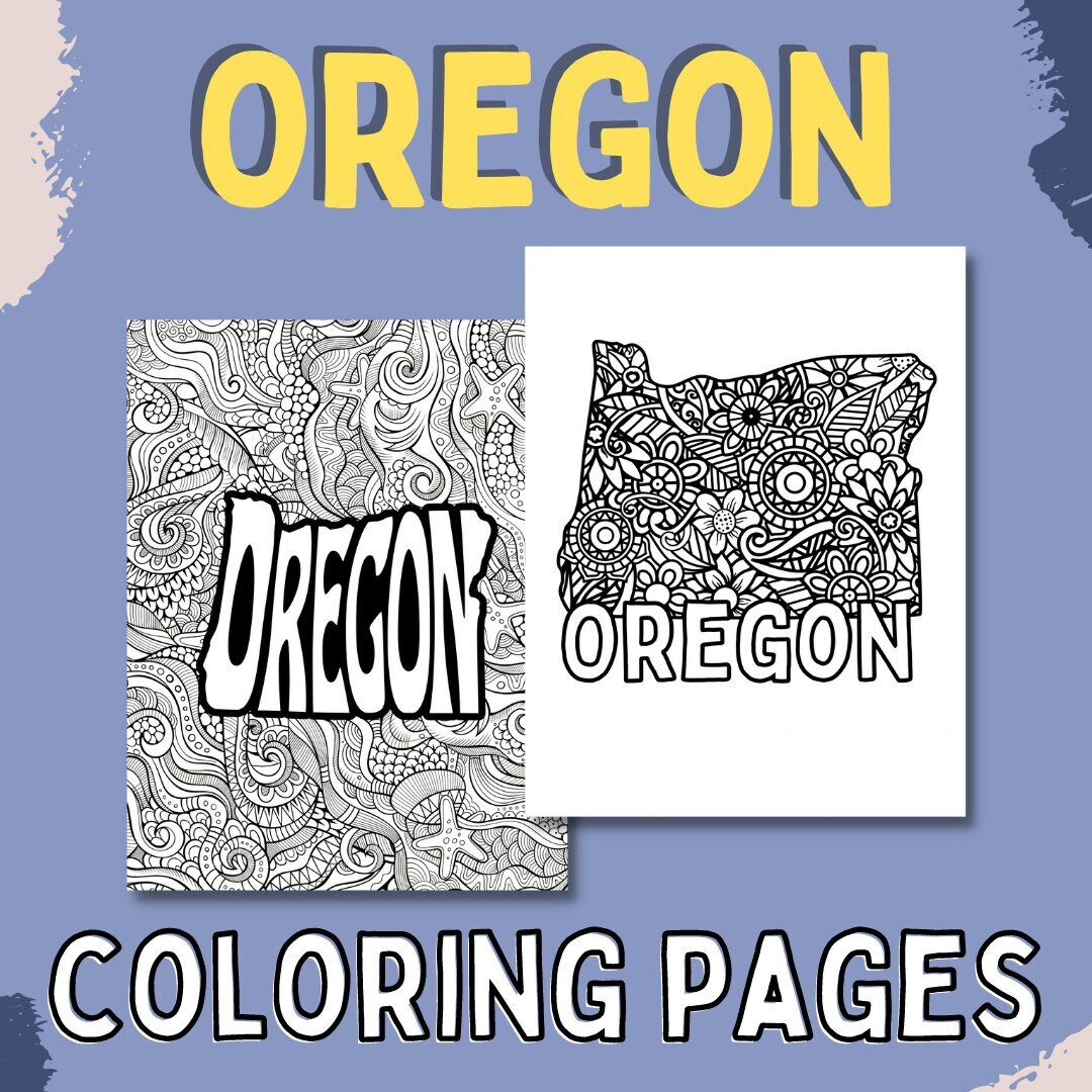 OREGON Coloring Pages (state Name & Floral Mandala Coloring Sheet) 2 ...