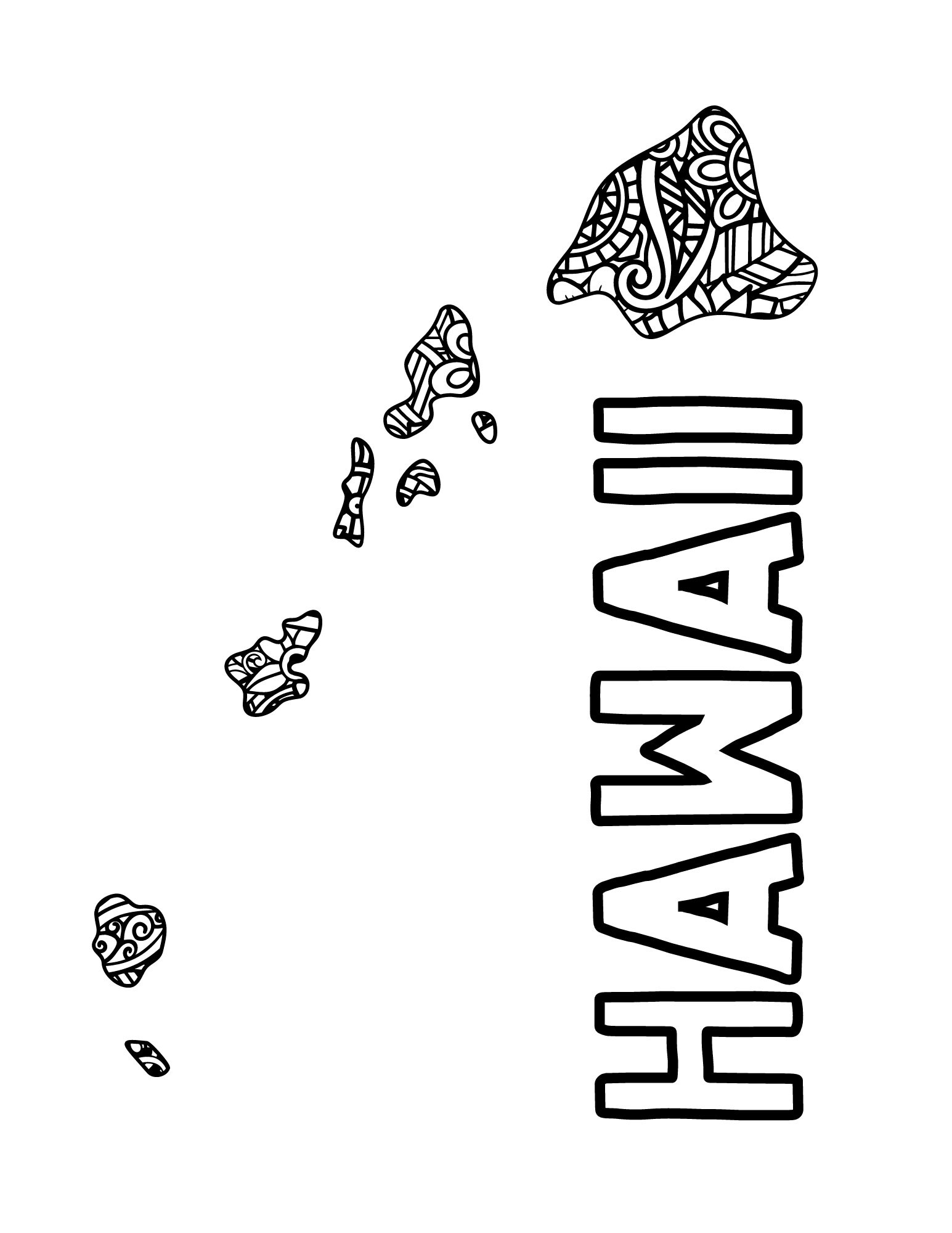 HAWAII Coloring Pages (state Name & Floral Mandala Coloring Sheet) 2 ...