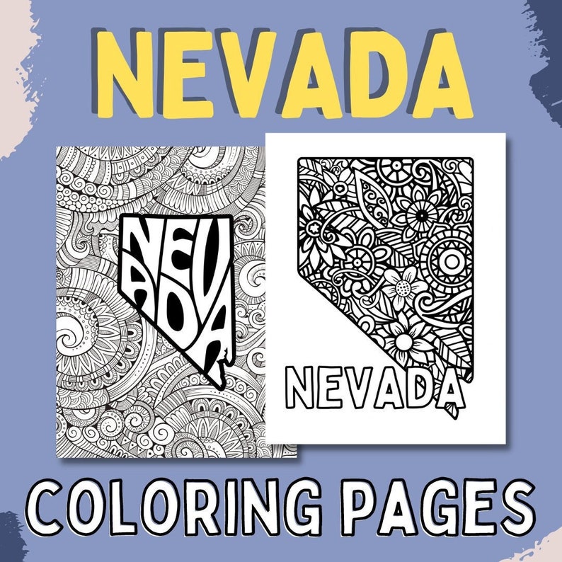 NEVADA Coloring Pages (state Name & Floral Mandala Coloring Sheet) 2 ...
