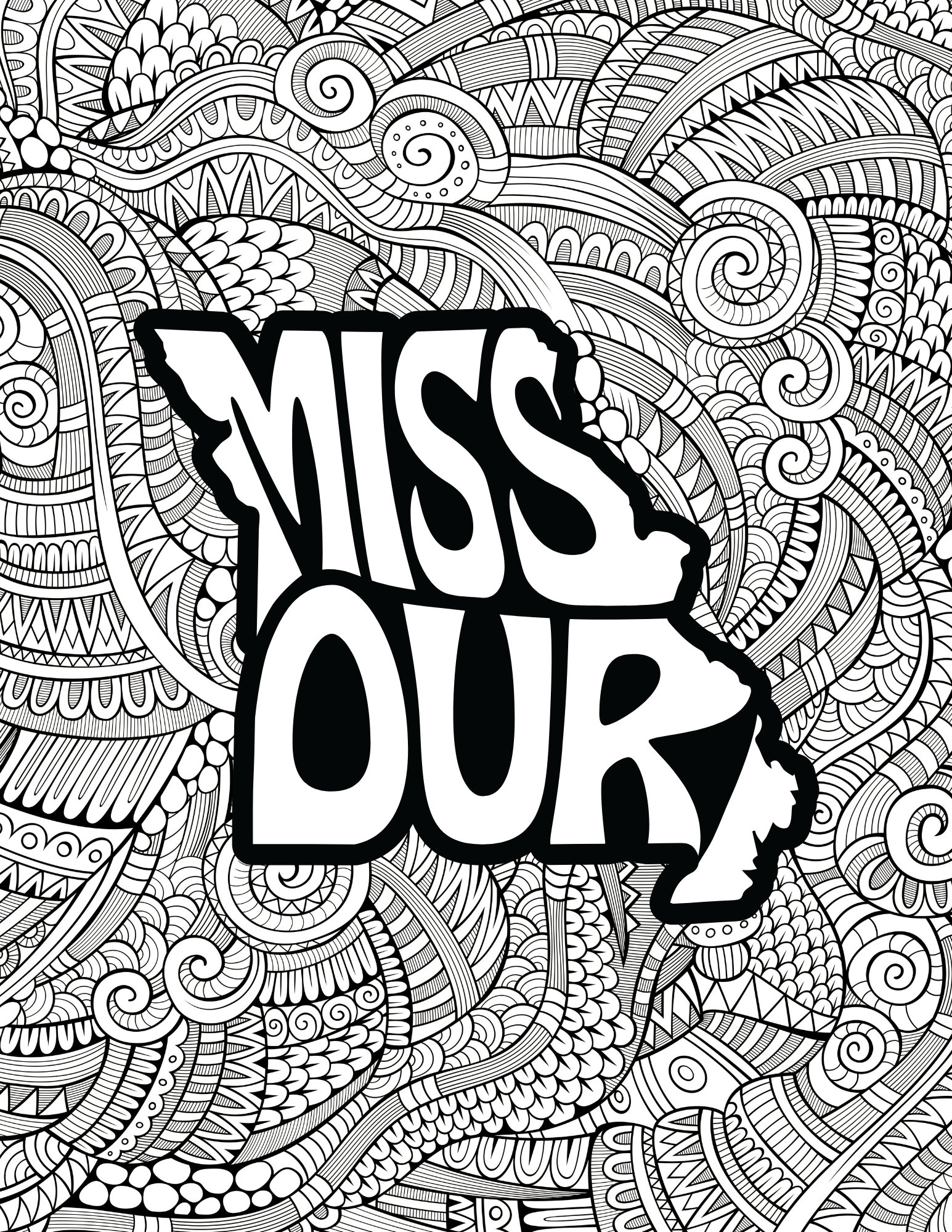 MISSOURI Coloring Pages (state Name & Floral Mandala Coloring Sheet) 2 ...