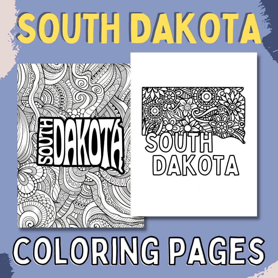 SOUTH DAKOTA Coloring Pages (state Name & Floral Mandala Coloring Sheet ...