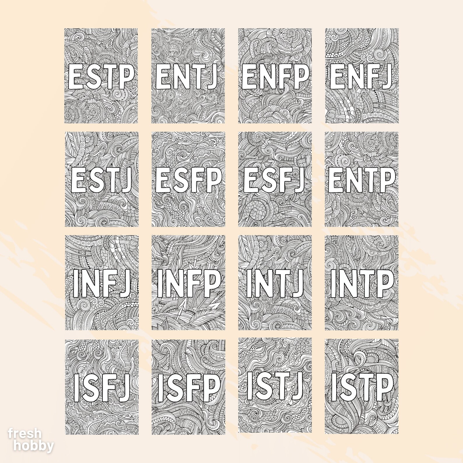 Myers-briggs PDF Coloring Book | 2-coloring Pages for Each Personality ...