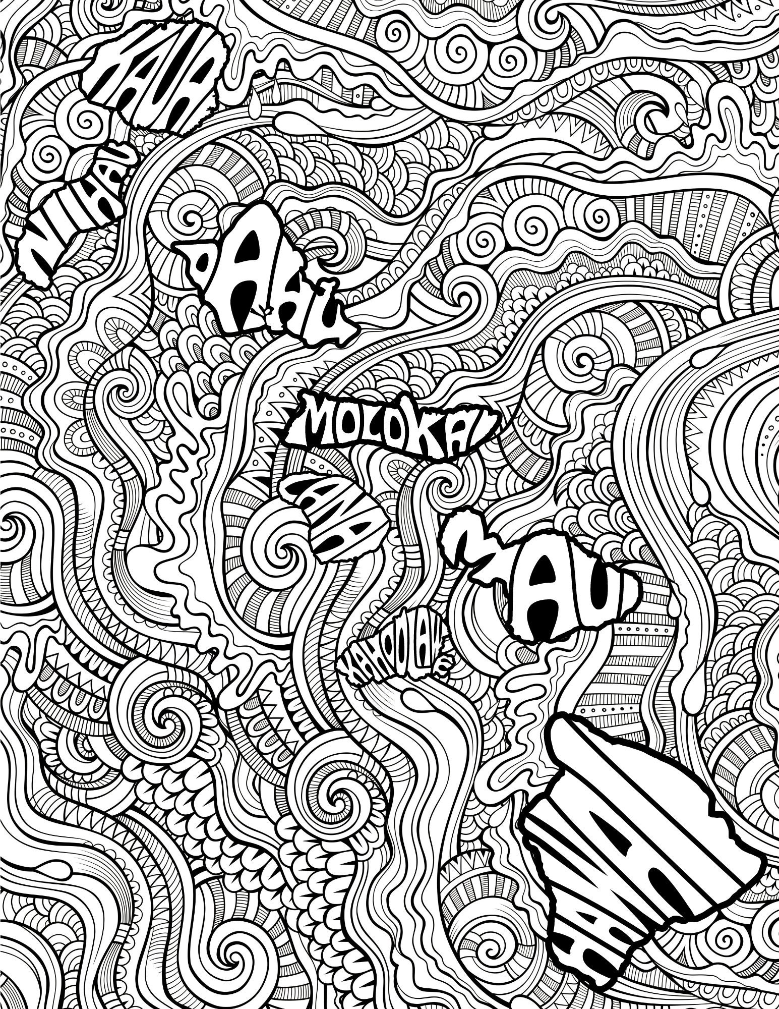HAWAII Coloring Pages (state Name & Floral Mandala Coloring Sheet) 2 ...