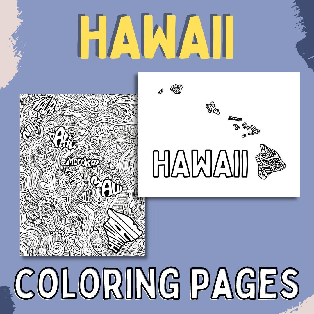 HAWAII Coloring Pages (state Name & Floral Mandala Coloring Sheet) 2 ...