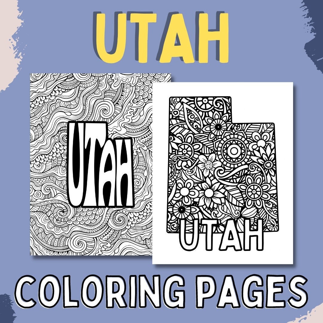 UTAH Coloring Pages (state Name & Floral Mandala Coloring Sheet) 2 PDF ...
