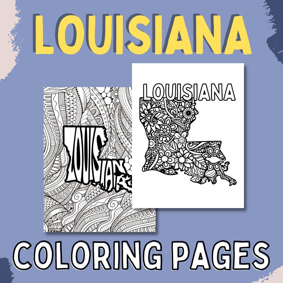 LOUISIANA Coloring Pages (state Name & Floral Mandala Coloring Sheet) 2 ...