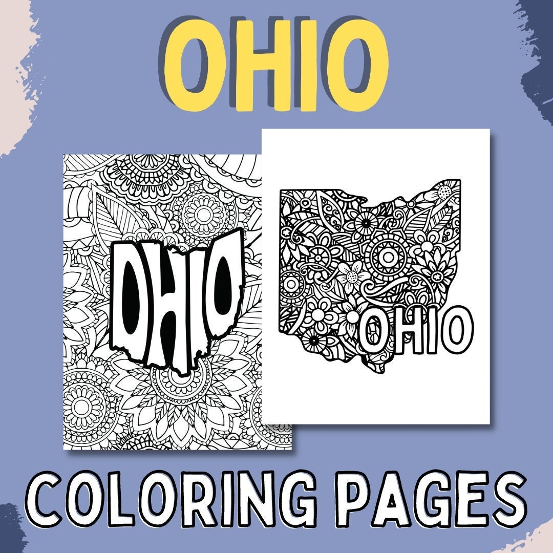 OHIO Coloring Pages (state Name & Floral Mandala Coloring Sheet) 2 PDF ...