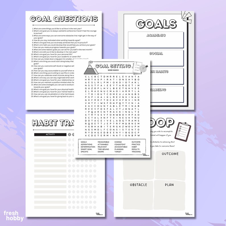 GOAL SETTING Worksheet Bundle | S.M.A.R.T Goals, Habit Tracker & Goal ...