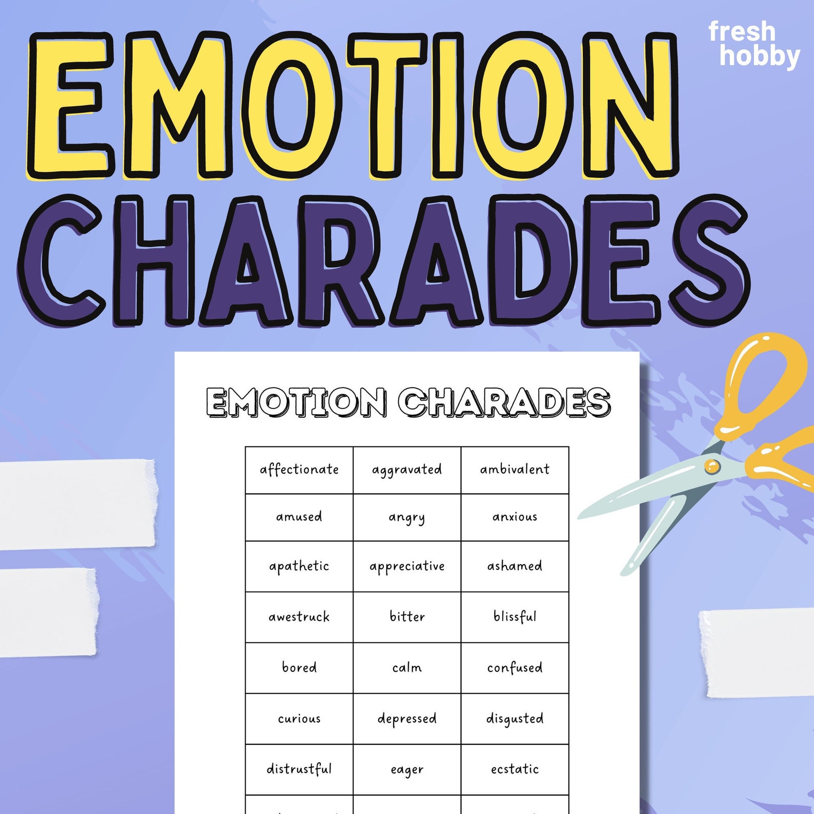 EMOTION CHARADES | 50+ Emotion Slips | Icebreaker Acting Game for ...