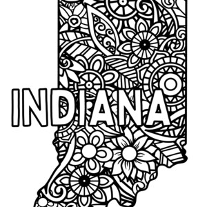 INDIANA Coloring Pages (state Name & Floral Mandala Coloring Sheet) 2 ...