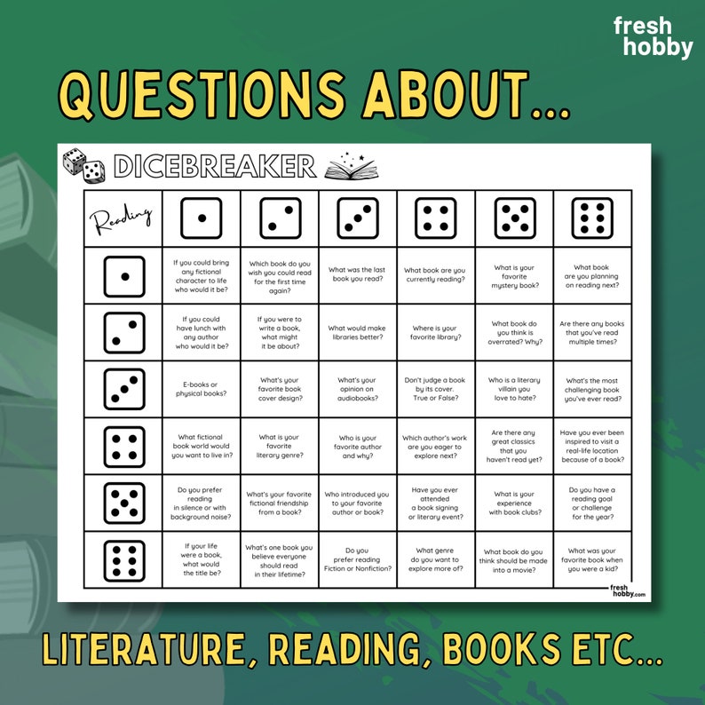Reading Icebreaker Game | English Class, Literature (PDF) - Etsy