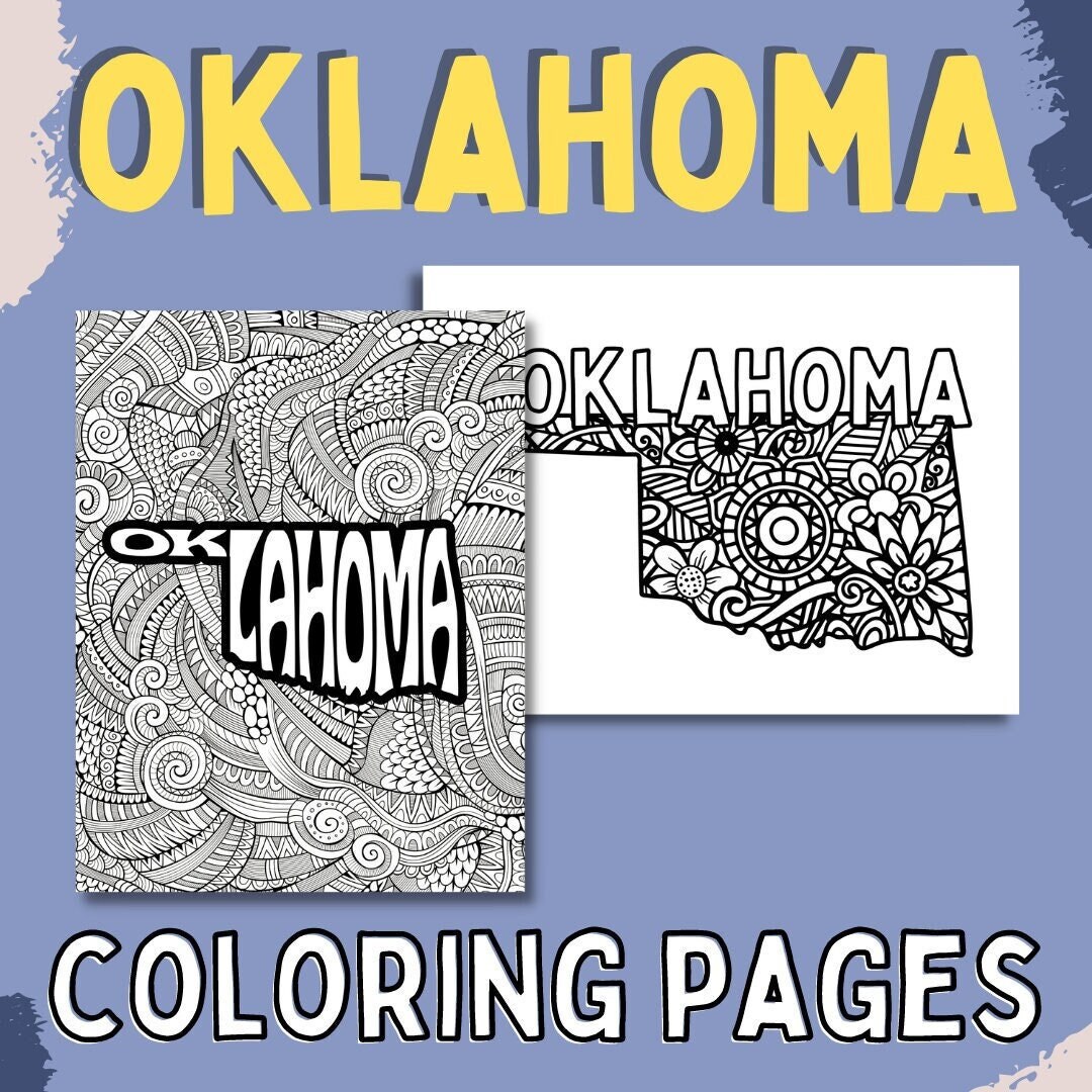 OKLAHOMA Coloring Pages state Name & Floral Mandala Coloring Sheet 2 ...