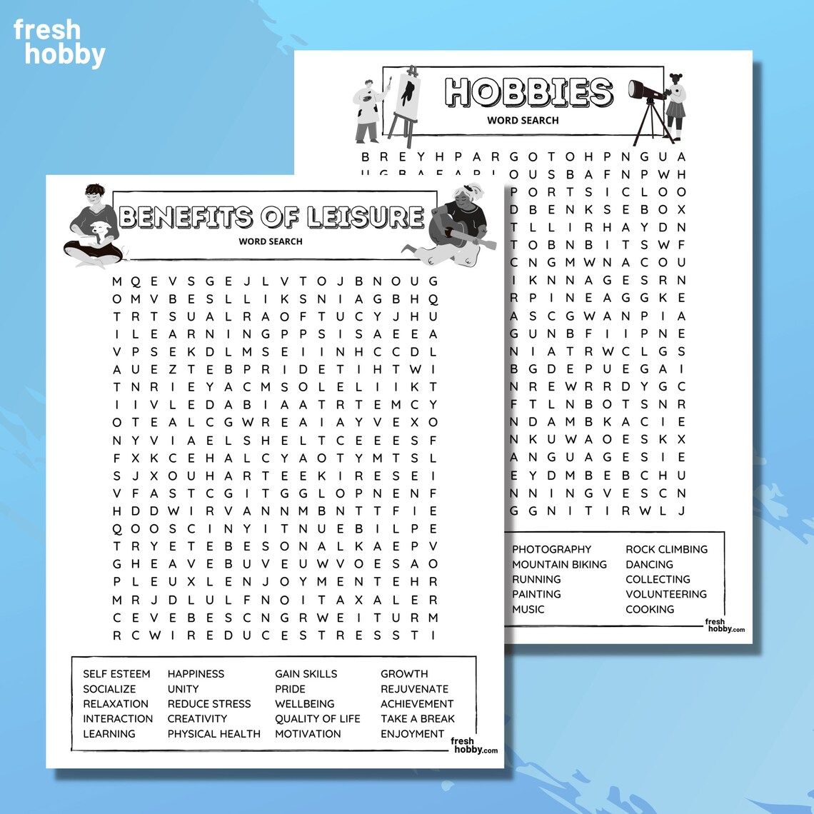 HOBBIES & LEISURE Worksheet Bundle | Recreational Therapy Activity ...