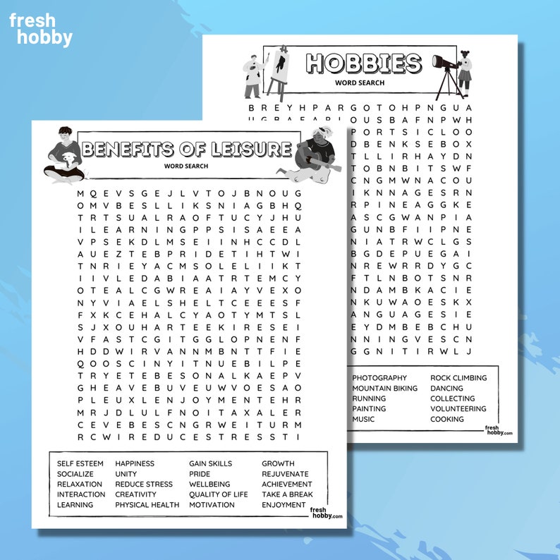 HOBBIES & LEISURE Worksheet Bundle | Recreational Therapy Activity ...