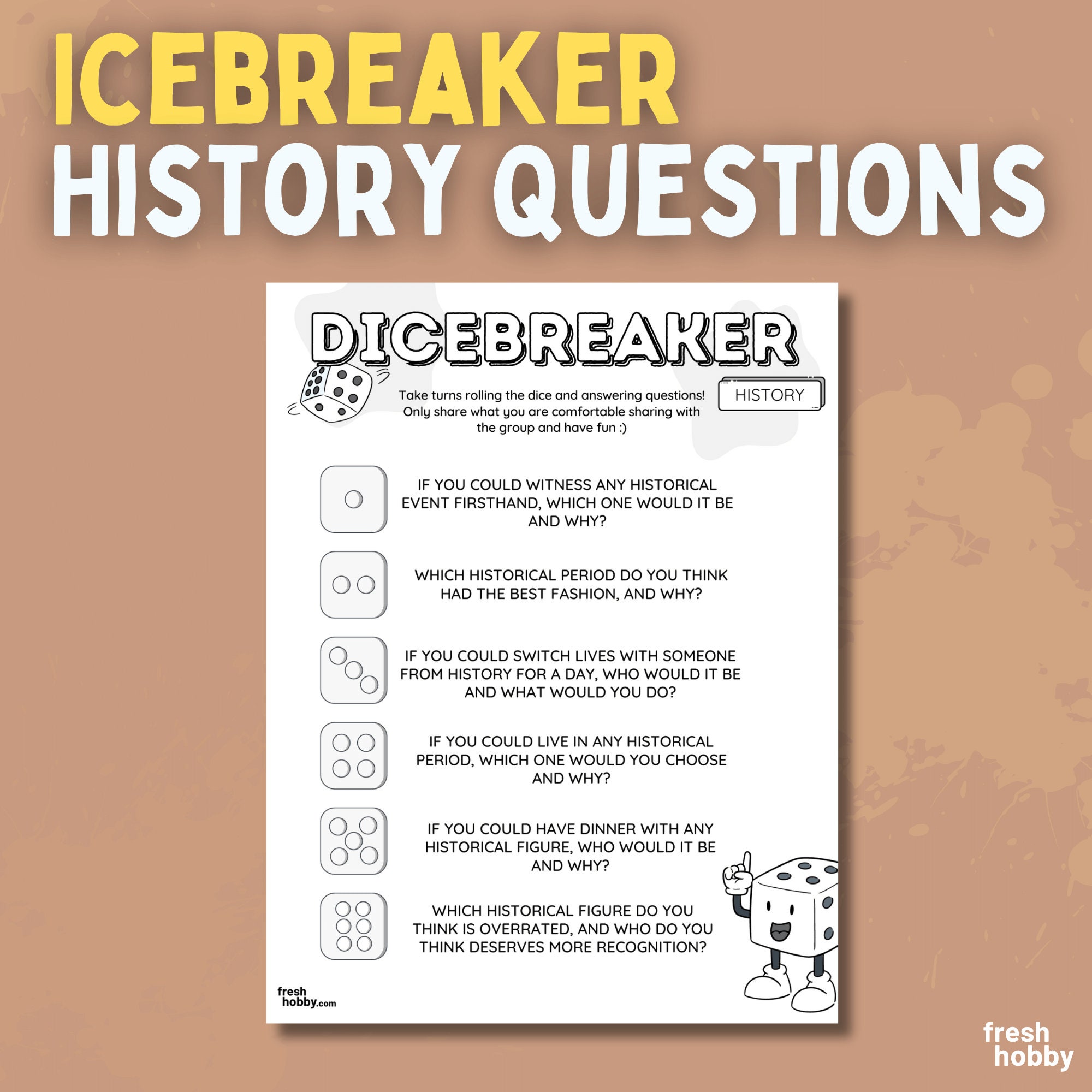 HISTORY Simple-dicebreaker | Simple One-dice Version | Roll & Tell ...