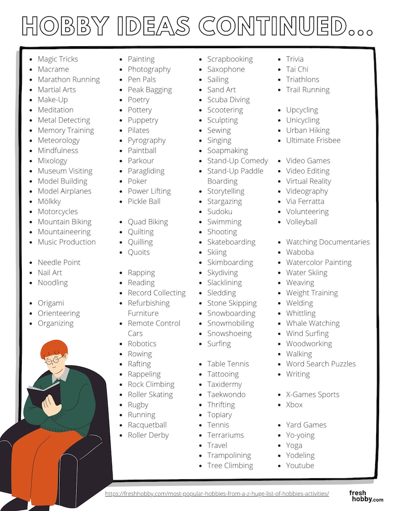 HOBBY IDEAS | List of Popular Hobbies From A to Z | Start a New Hobby ... HOBBY IDEAS | List of Popular Hobbies From A to Z | Start a New Hobby ...