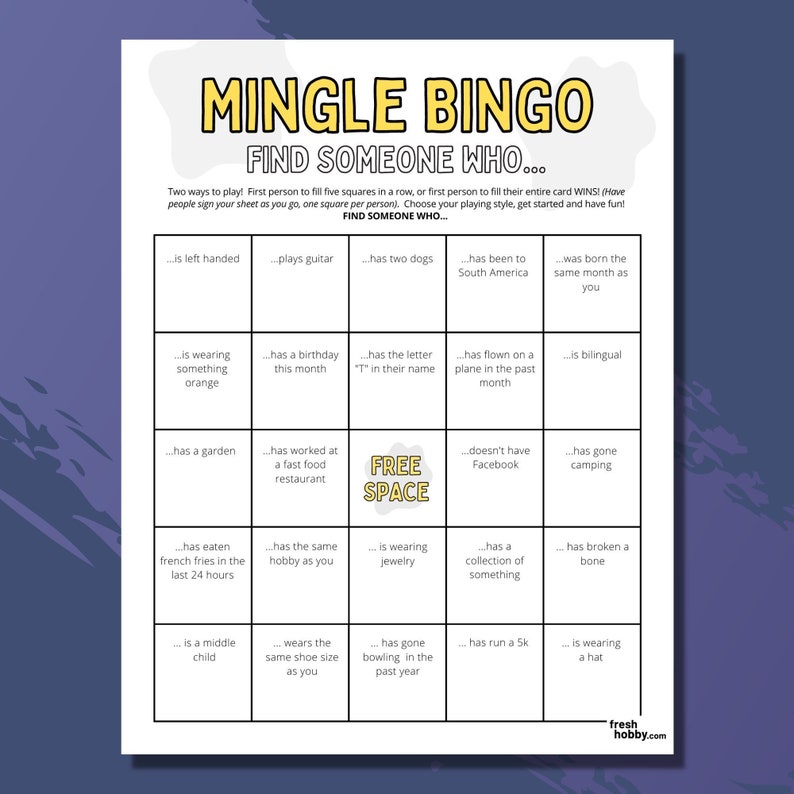 Mingle Bingo Icebreaker Game | Find Someone Who (PDF Download) - Etsy