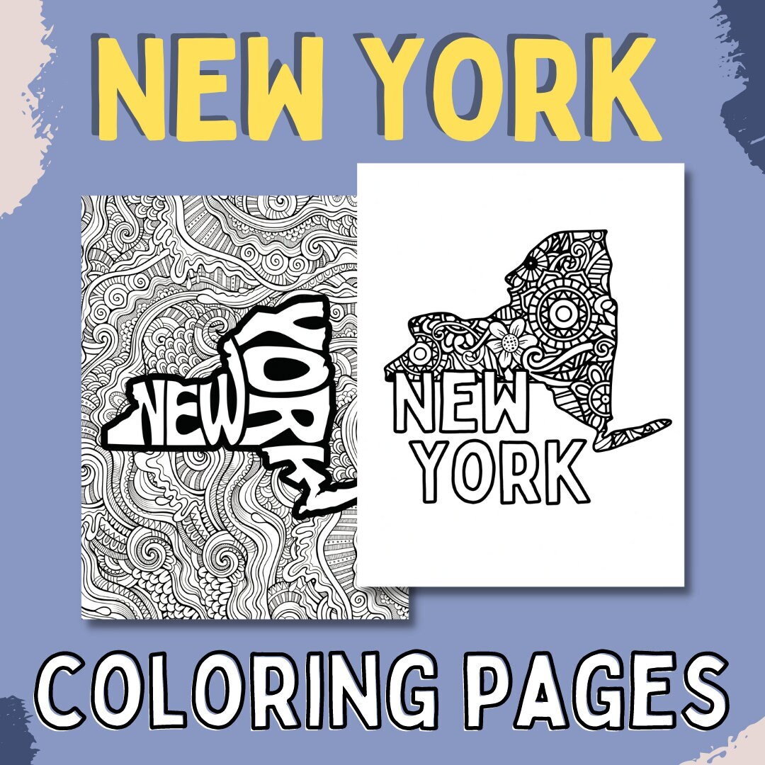 NEW YORK Coloring Pages (state Name & Floral Mandala Coloring Sheet) 2 ...