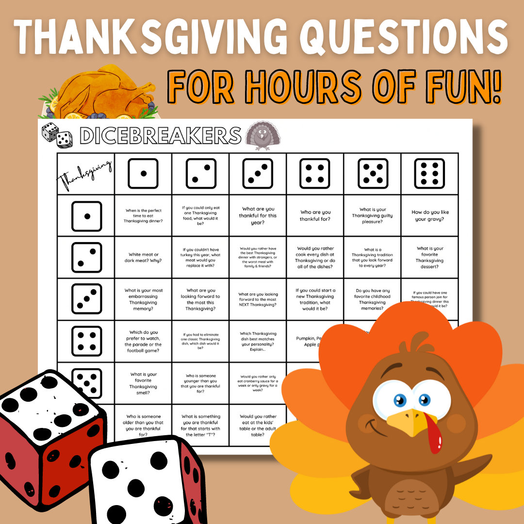 Dicebreaker THANKSGIVING! Thanksgiving Icebreaker Questions ...