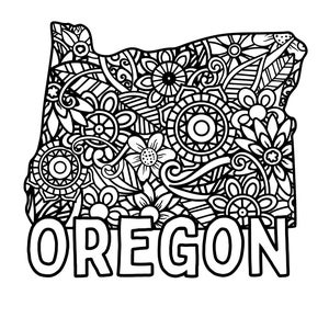 OREGON Coloring Pages (state Name & Floral Mandala Coloring Sheet) 2 ...