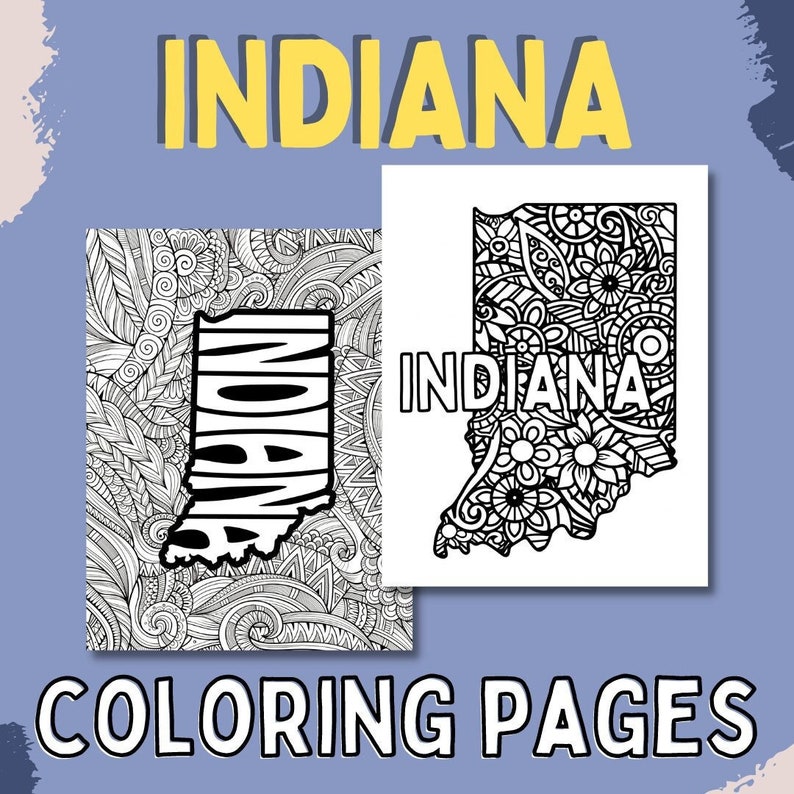 INDIANA Coloring Pages (state Name & Floral Mandala Coloring Sheet) 2 ...