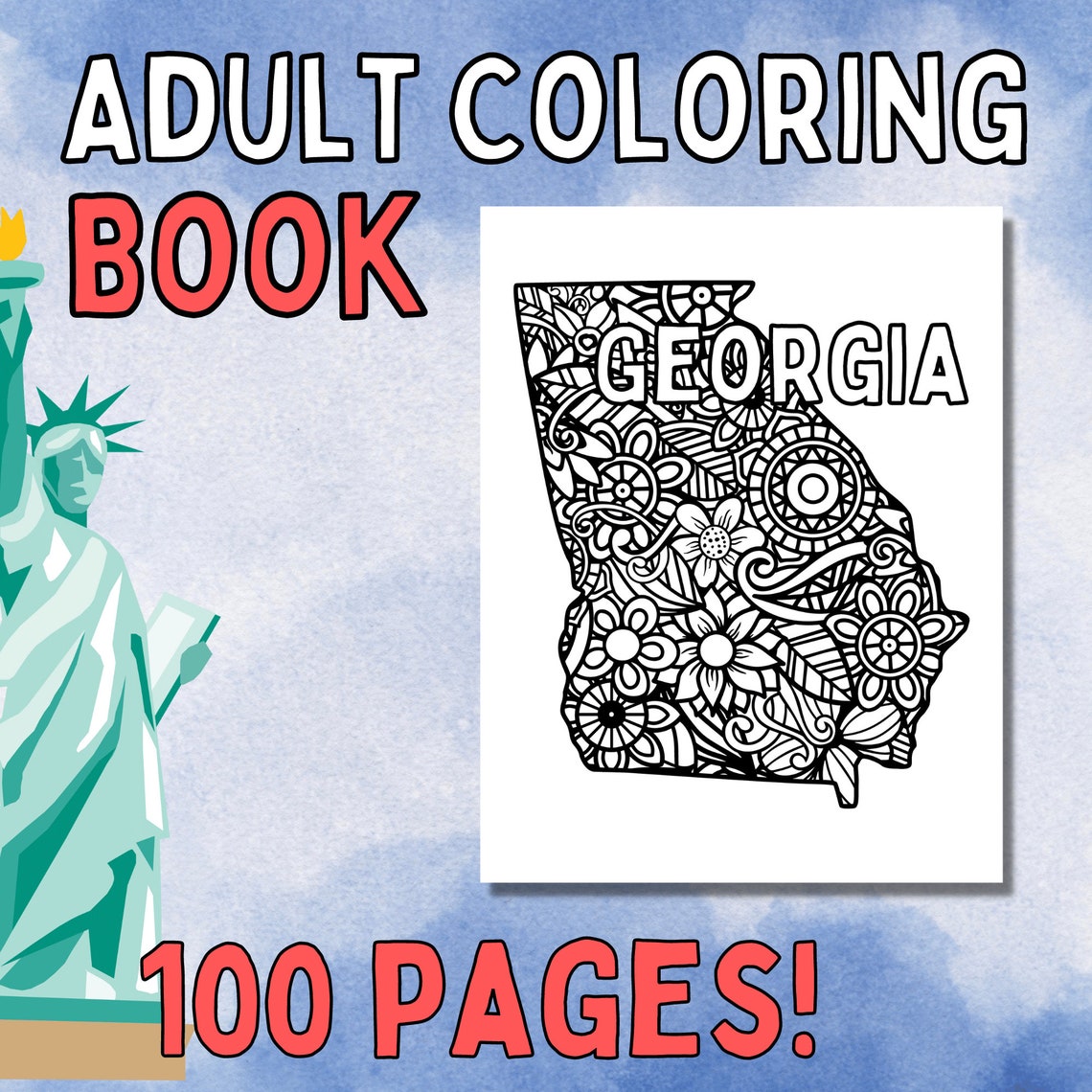 50 STATES Coloring Book | United States Geography Coloring Book | 100 ...