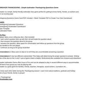 Dicebreaker THANKSGIVING! Thanksgiving Icebreaker Questions ...