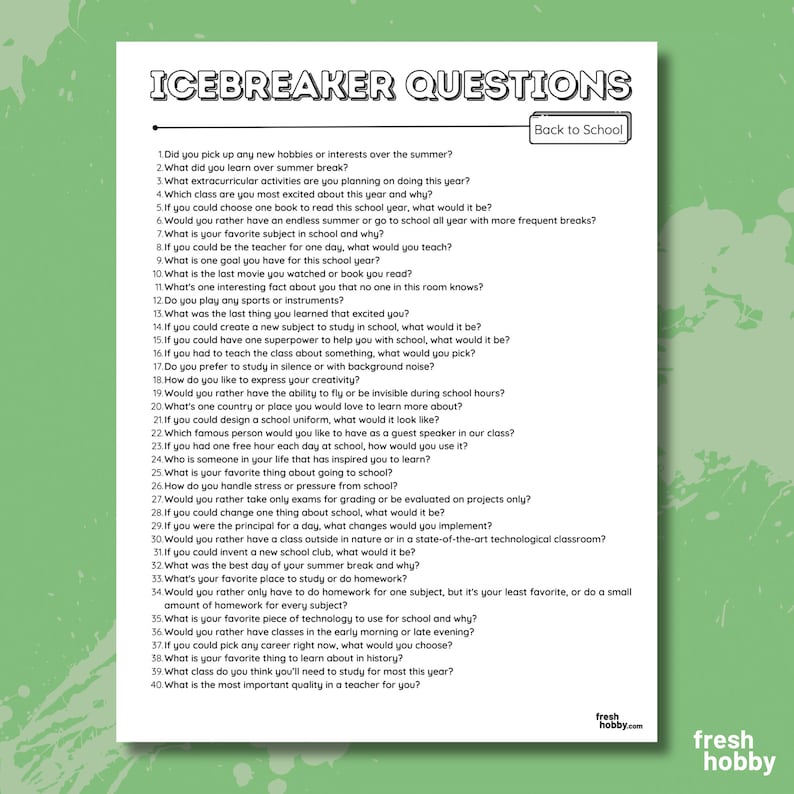Back-to-school Icebreaker Game | Classroom Fun (PDF Download) - Etsy