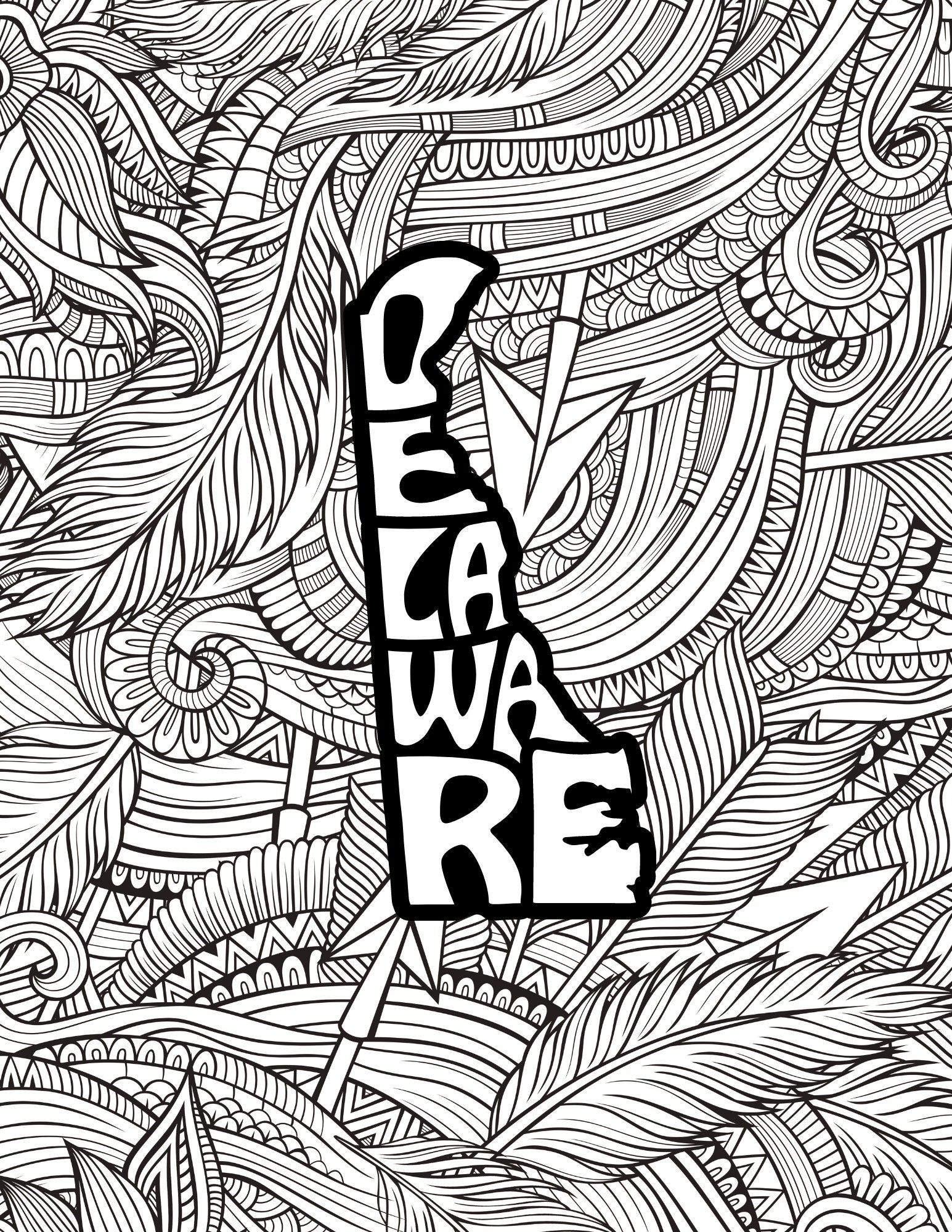 DELAWARE Coloring Pages (state Name & Floral Mandala Coloring Sheet) 2 ...