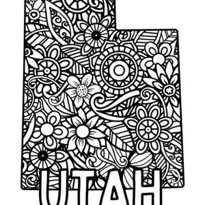 UTAH Coloring Pages (state Name & Floral Mandala Coloring Sheet) 2 PDF ...