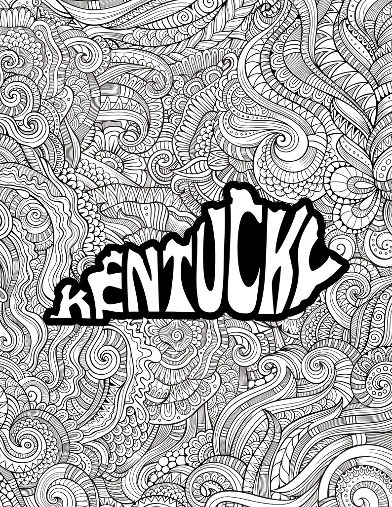KENTUCKY Coloring Pages (state Name & Floral Mandala Coloring Sheet) 2 ...