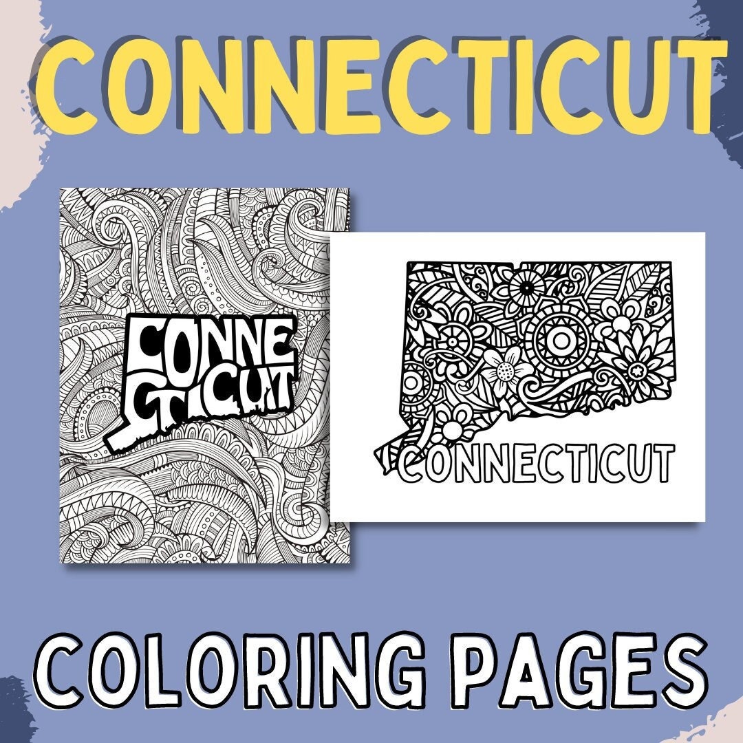 CONNECTICUT Coloring Pages (state Name & Floral Mandala Coloring Sheet ...