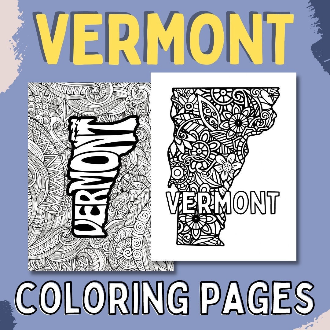 VERMONT Coloring Pages (state Name & Floral Mandala Coloring Sheet) 2 ...