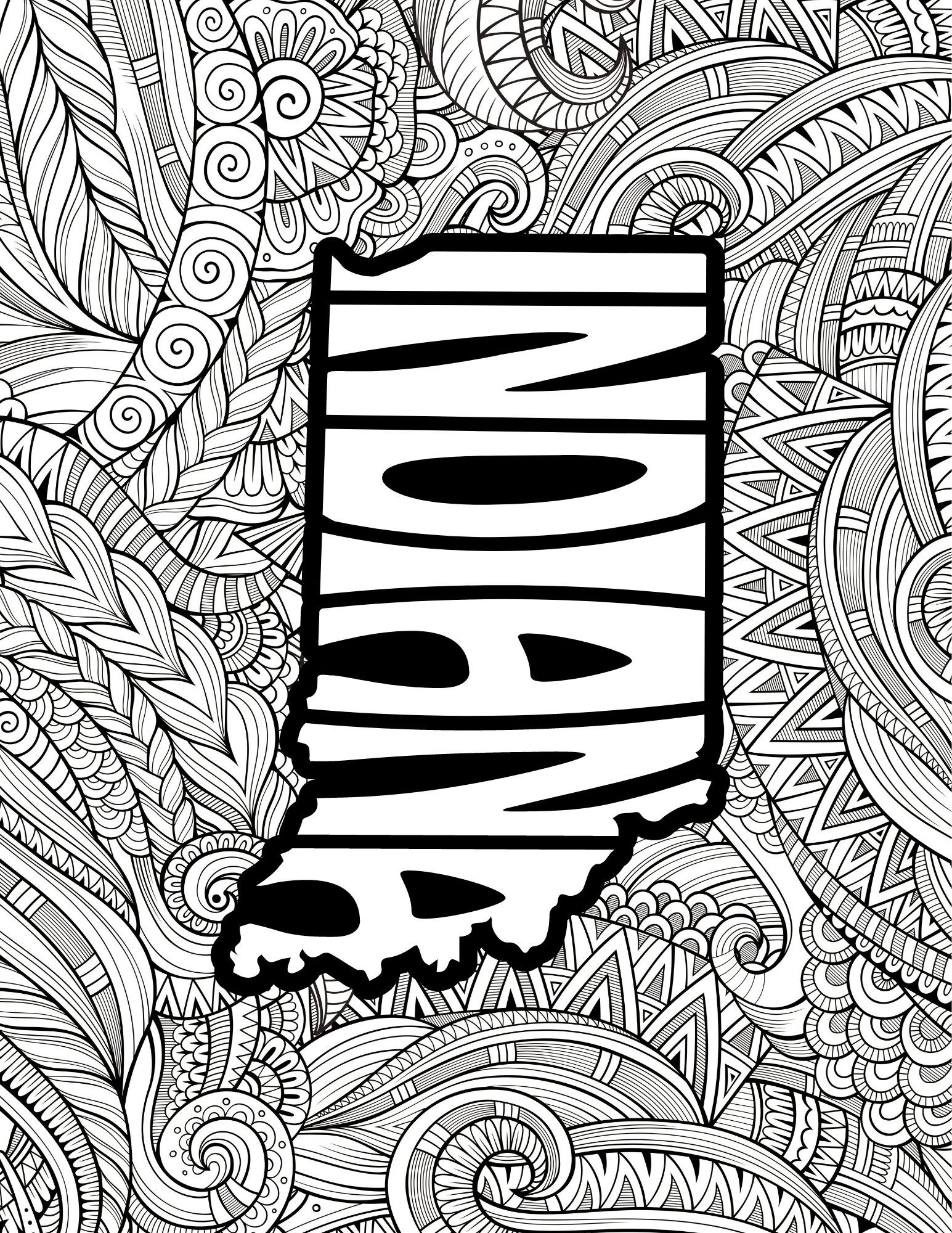 INDIANA Coloring Pages (state Name & Floral Mandala Coloring Sheet) 2 ...