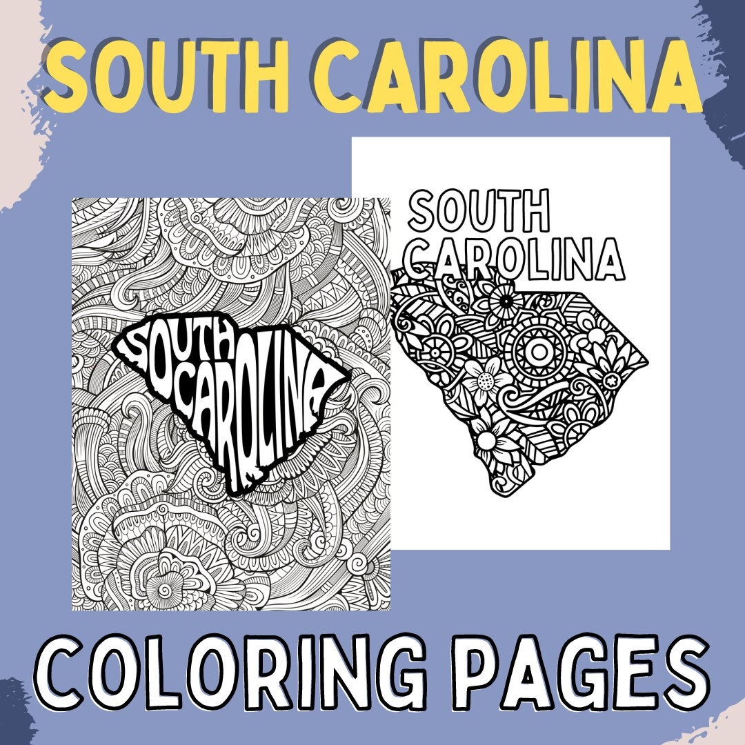 SOUTH CAROLINA Coloring Pages (state Name & Floral Mandala Coloring ...