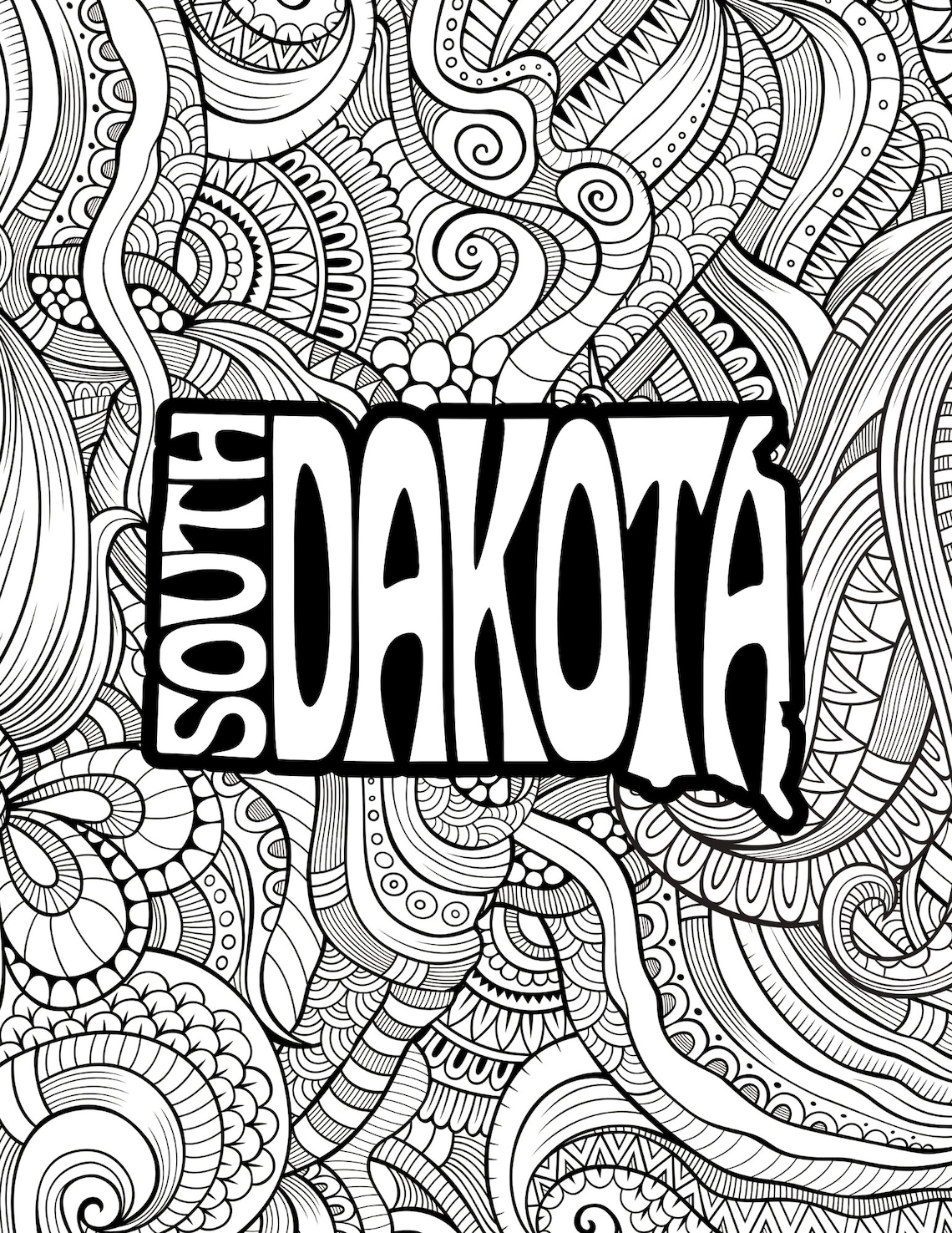 SOUTH DAKOTA Coloring Pages (state Name & Floral Mandala Coloring Sheet ...