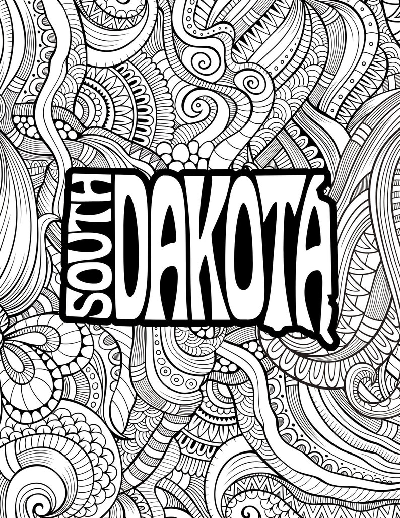 South Dakota Coloring Pages | State & Floral Mandala (PDF Download) - Etsy