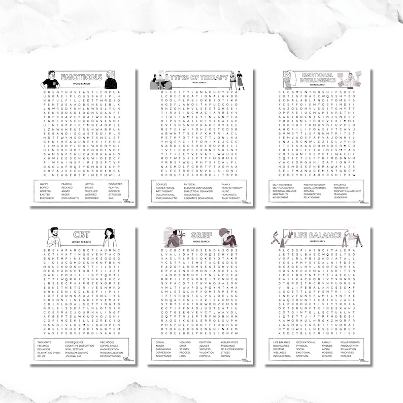 THERAPY Word Search Book | 35 Word Search Puzzles for Counselors ...
