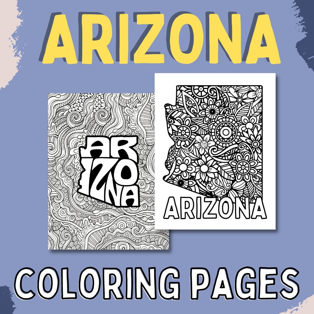 ARIZONA Coloring Pages (state Name & Floral Mandala Coloring Sheet) 2 ...