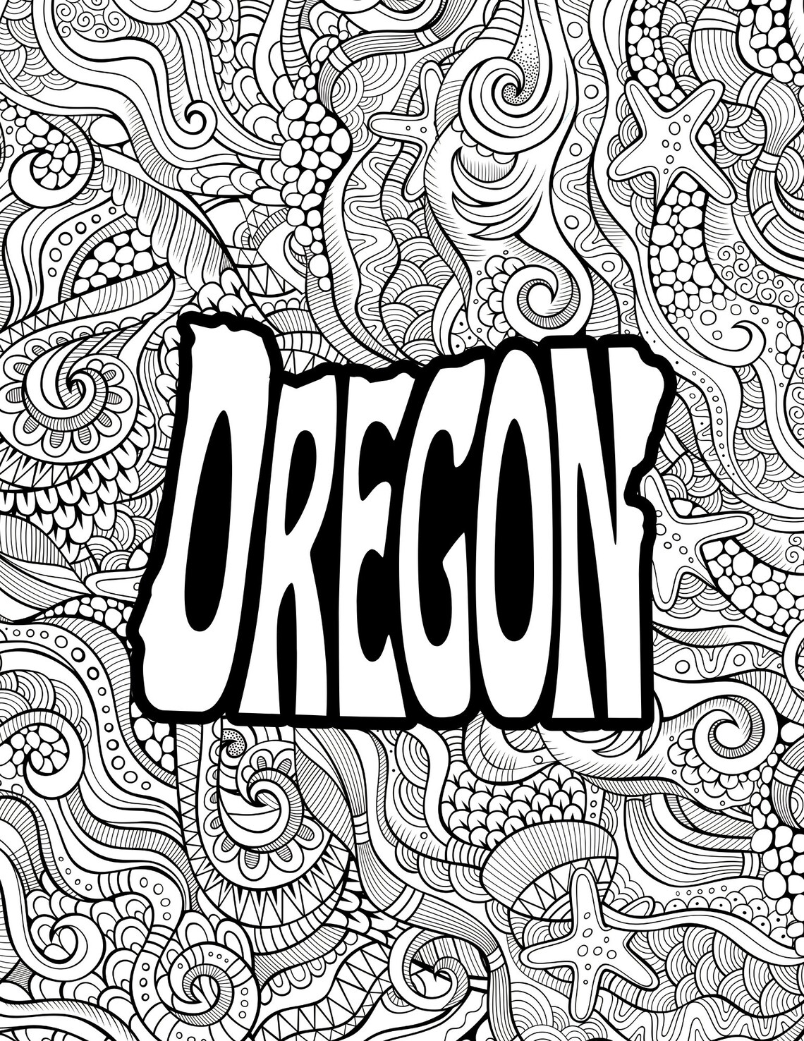 OREGON Coloring Pages (state Name & Floral Mandala Coloring Sheet) 2 ...