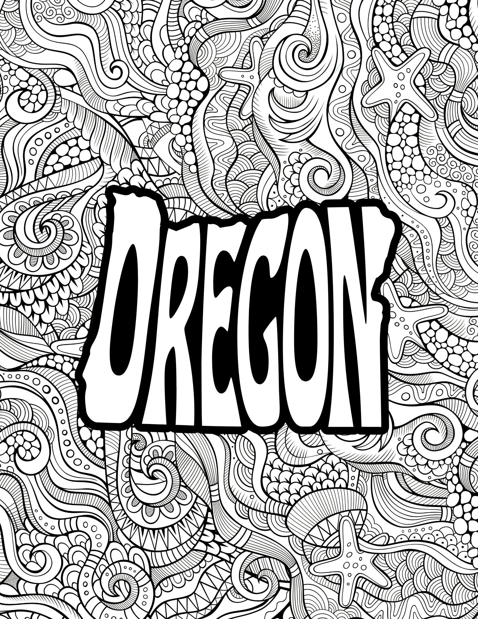 OREGON Coloring Pages (state Name & Floral Mandala Coloring Sheet) 2 ...