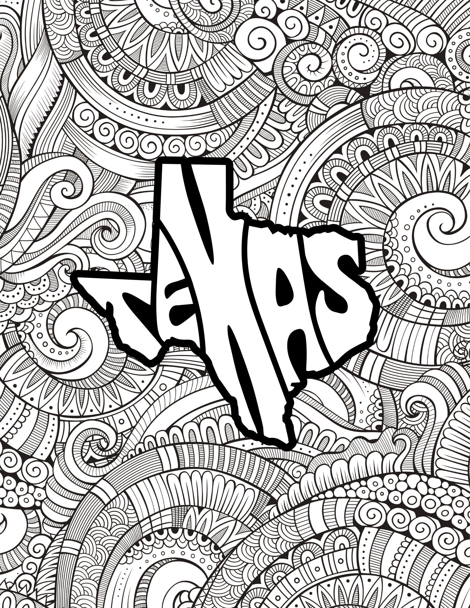 TEXAS Coloring Pages (state Name & Floral Mandala Coloring Sheet) 2 PDF ...