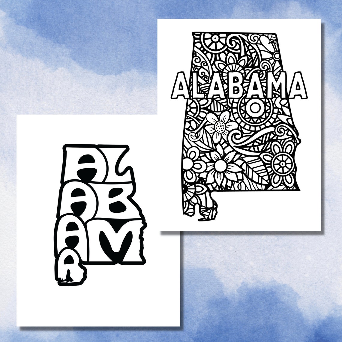 50 STATES Coloring Book United States Geography Coloring Book 100 ...