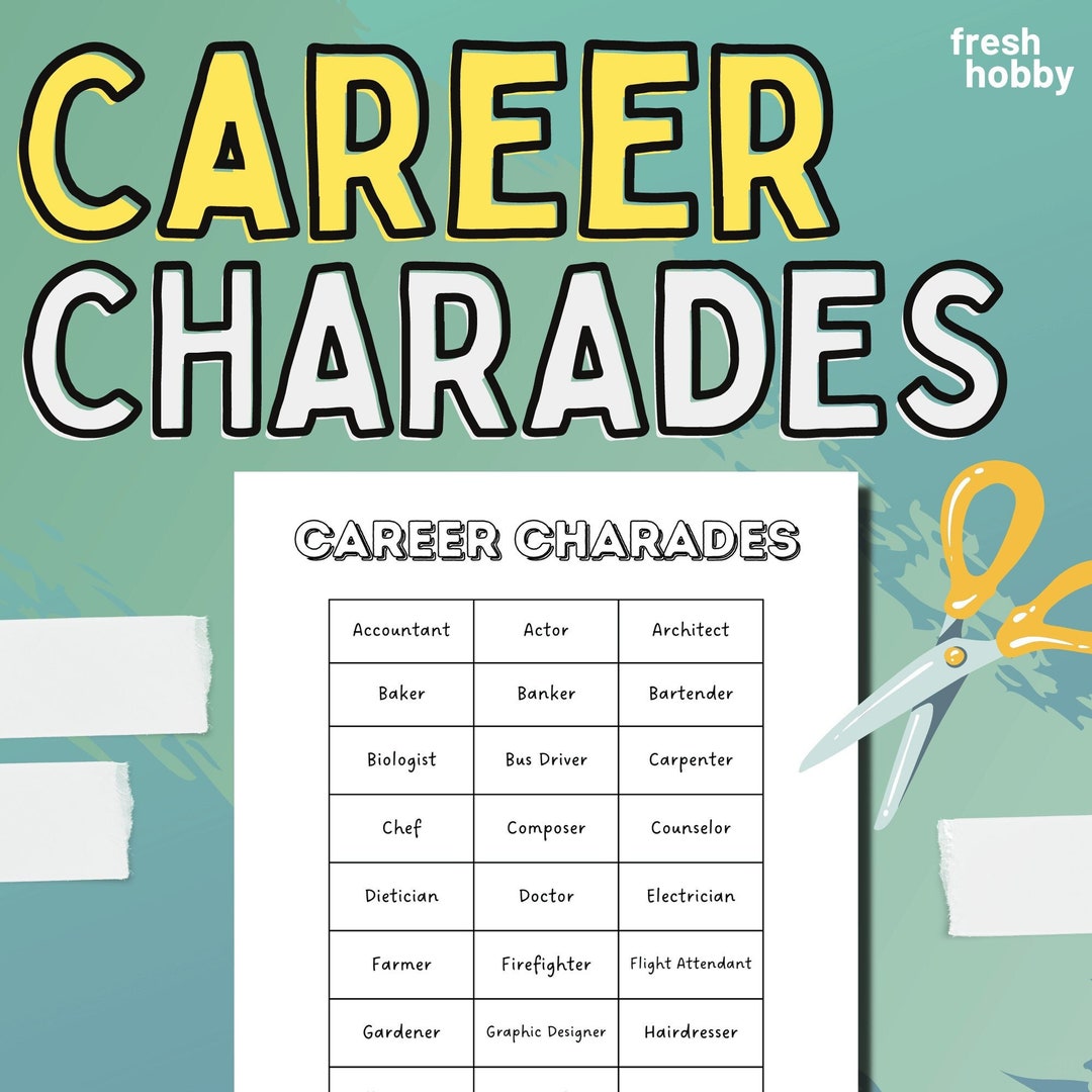 CAREER CHARADES | 50+ Career Slips | Icebreaker Acting Game for Career ...