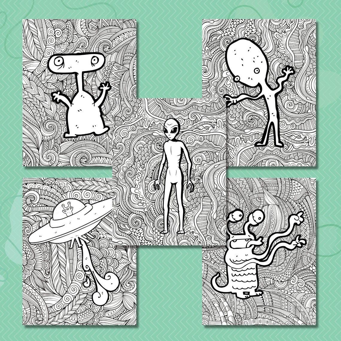 AWKWARD ALIENS Coloring Book | 30+ Pages of Alien Coloring Pages - Etsy