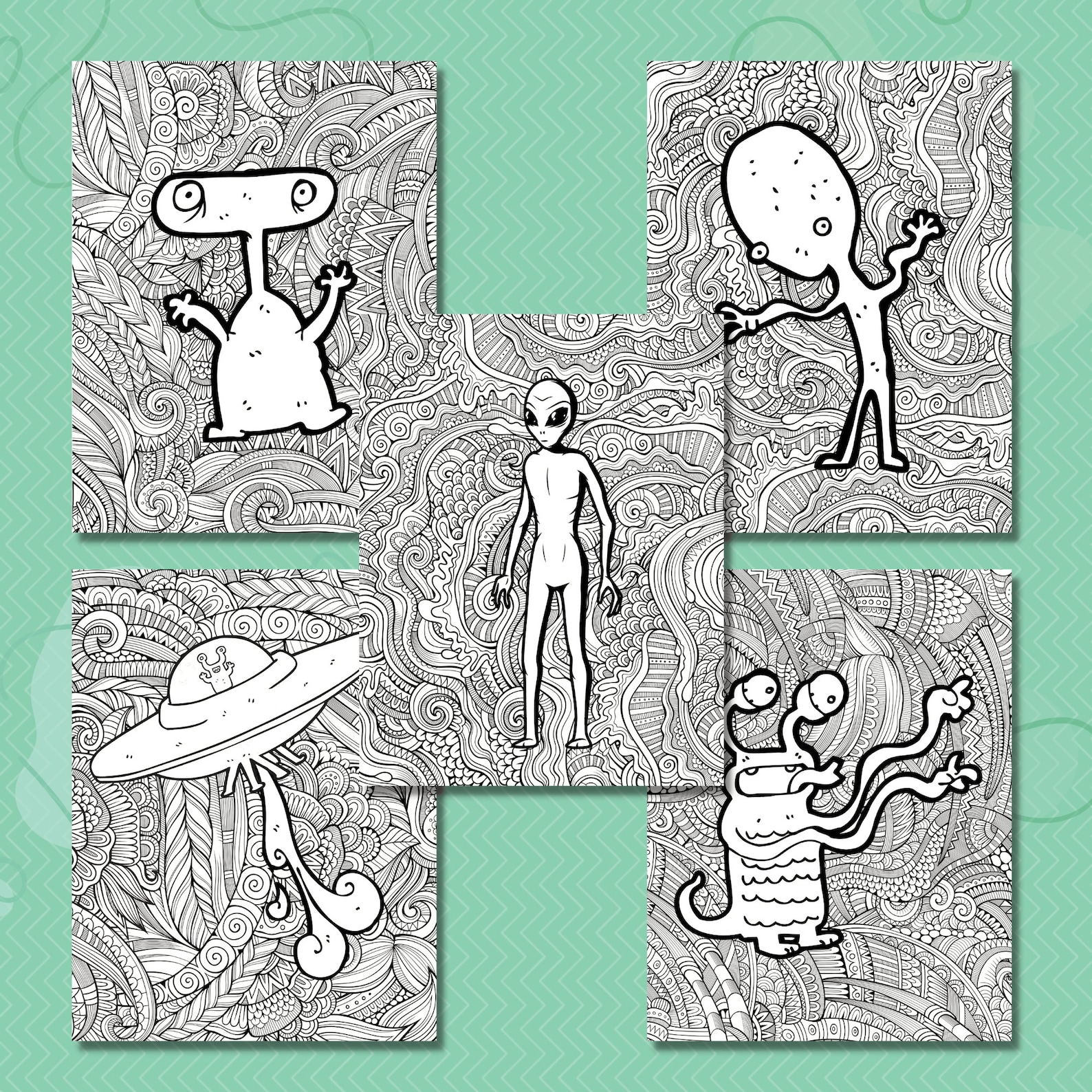 AWKWARD ALIENS Coloring Book | 30+ Pages of Alien Coloring Pages - Etsy