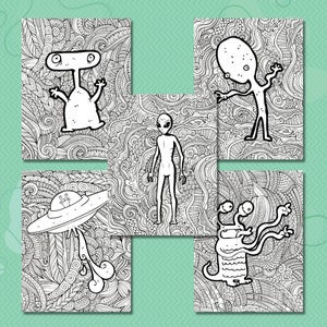 AWKWARD ALIENS Coloring Book | 30+ Pages of Alien Coloring Pages - Etsy