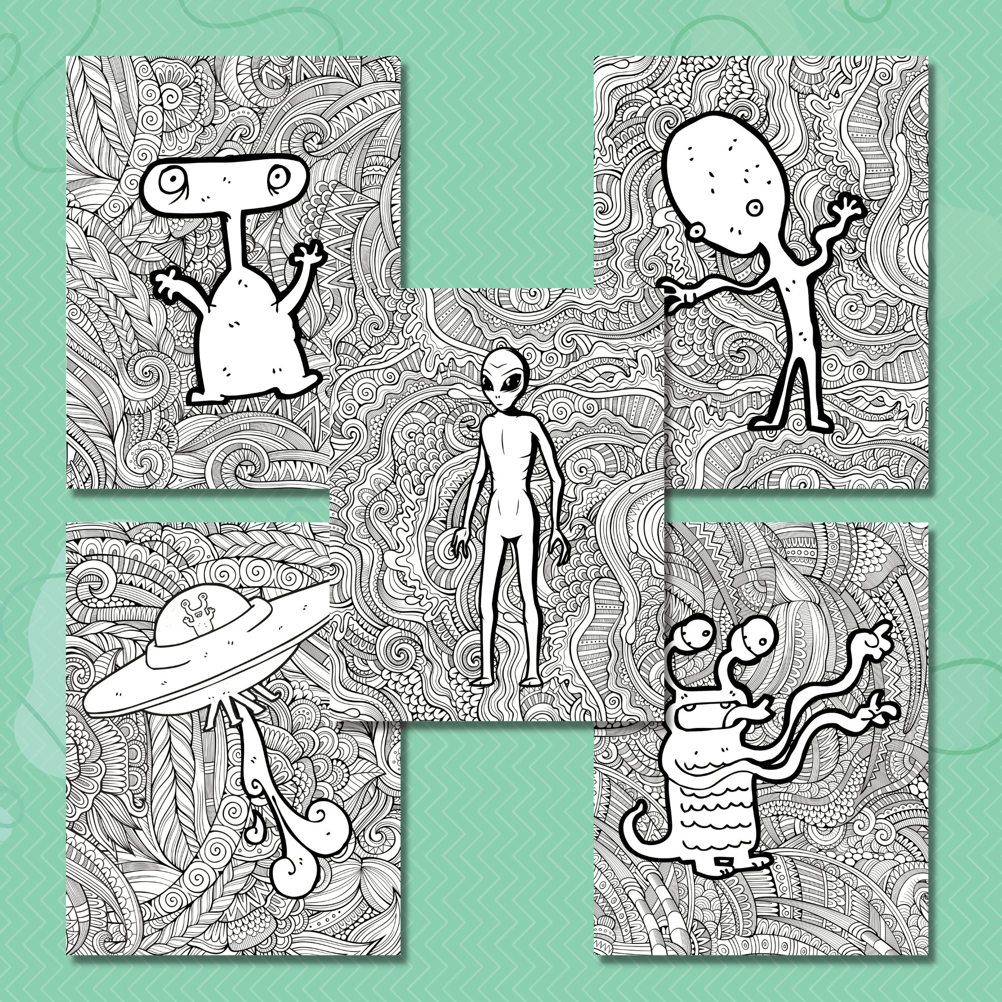AWKWARD ALIENS Coloring Book | 30+ Pages of Alien Coloring Pages - Etsy